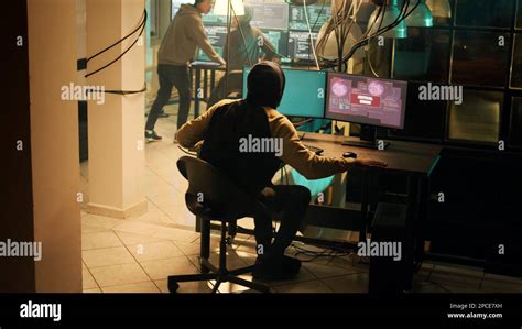 Skilled Hacker Successfully Cracking Security Network On Computer