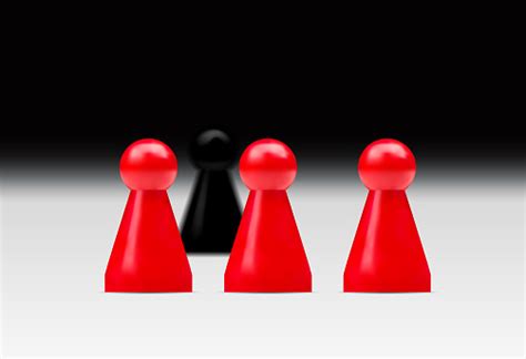 3 개의 빨간 그들리더십 또는 사회적 분리 개념 뒤에 1 개의 검은 서의 벡터 현실적인 그림 3차원 형태에 대한 스톡 벡터 아트 및 기타 이미지 Istock
