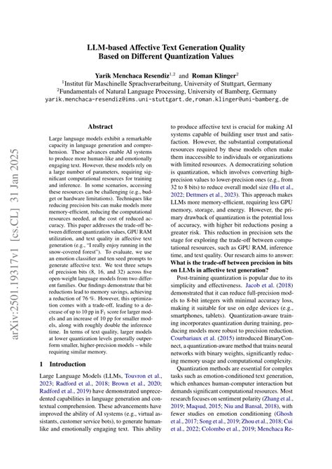 Pdf Llm Based Affective Text Generation Quality Based On Different Quantization Values