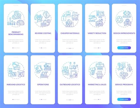 Premium Vector Value Chain Components Onboarding Mobile App Page
