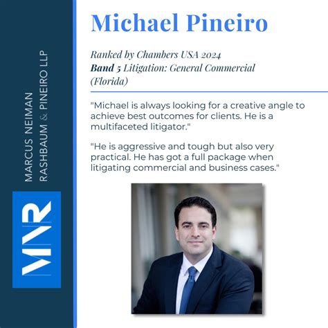 Congratulations To Our Partner Michael Pineiro Who Received A Band 5 Ranking In Litigation