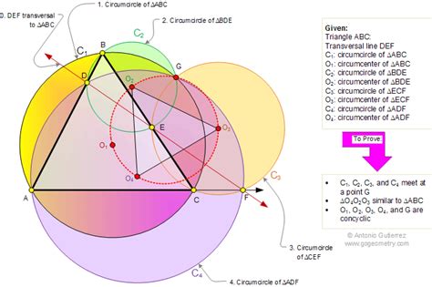 Geometry Problem 548 Triangle Transversal Complete Quadrilateral Circumcircles