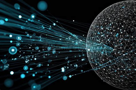 Dynamic Wireframe Globe Illustrating Interconnected Nodes Data Streams Digital Landscape Stock