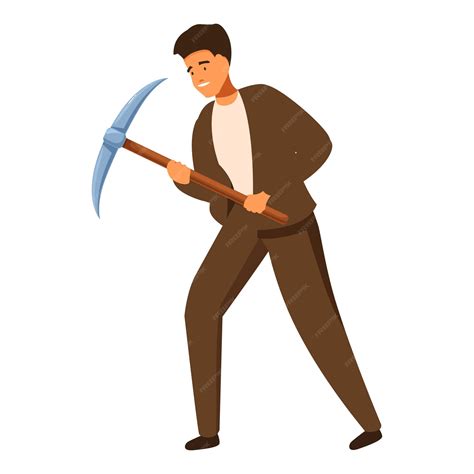 Premium Vector Businessman Holding Pickaxe Walking Mining