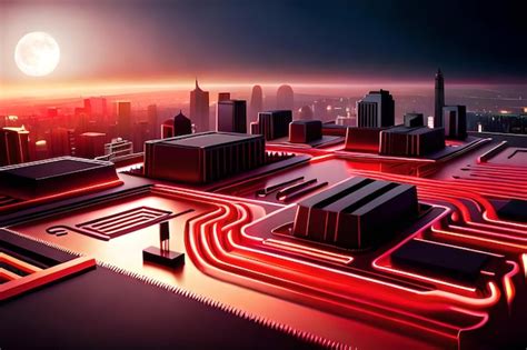 Premium Ai Image Computer Circuit Board Diagram With Red Glowing