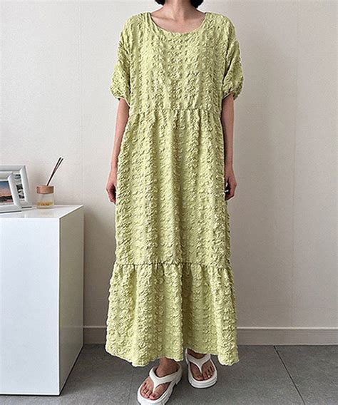 루즈핏귀여운 지지미캉캉 빅사이즈 시어서커 지지미 엠보 캉캉 롱 원피스 여행룩 휴양지 꾸안꾸 여름 썸머 반팔 임산부원피스 제주도여행 에이블리