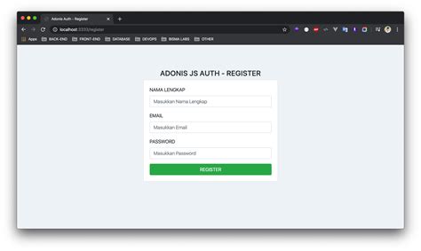 Tutorial Membuat Authentication Di Adonis Js 3 Membuat Proses Register —