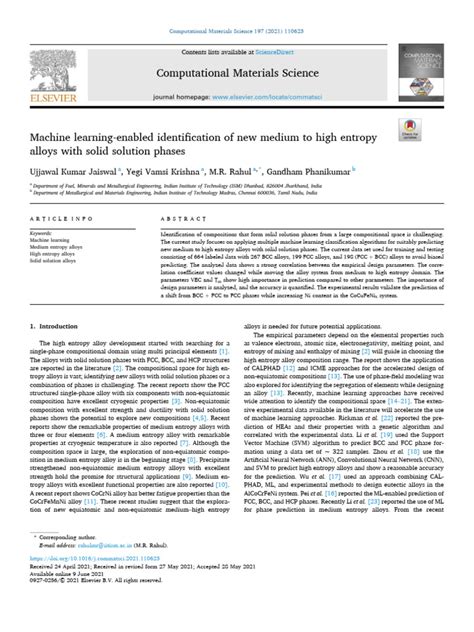 4machine Learning Enabled Identification Of New Medium To High Entropy Alloys With Solid