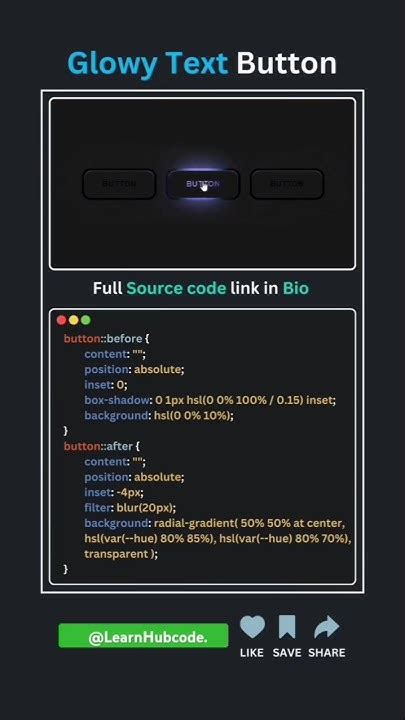 glowing text button css coding frontendcourse trending viral youtube