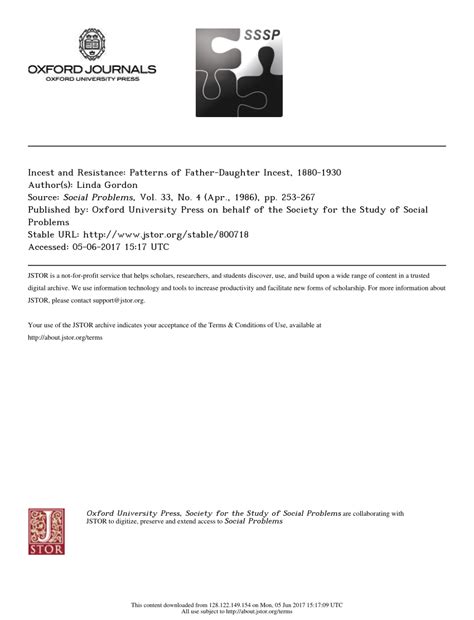Pdf Incest And Resistance Patterns Of Father Daughter Incest