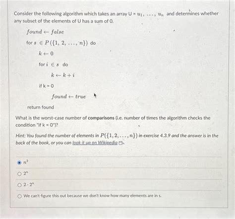 Solved Consider The Following Algorithm Which Takes An Array