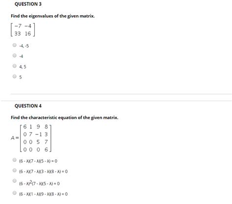 Solved QUESTION For The Given Matrix And Eigenvalue Find Chegg