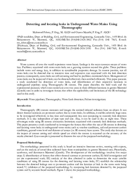 Pdf Detecting And Locating Leaks In Underground Water Mains Using Thermography
