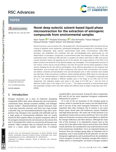 Pdf Novel Deep Eutectic Solvent Based Liquid Phase Microextraction