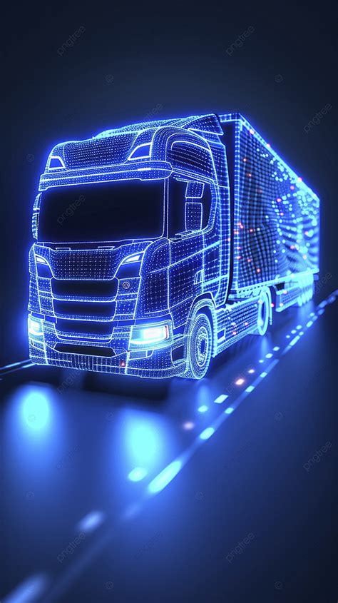 현대 교통 기술과 글로벌 운송 사업의 조명 효과 개념을 갖춘 파란색 배경의 디지털 와이어프레임 트럭 배경 화면 및 일러스트 무료 다운로드 Pngtree