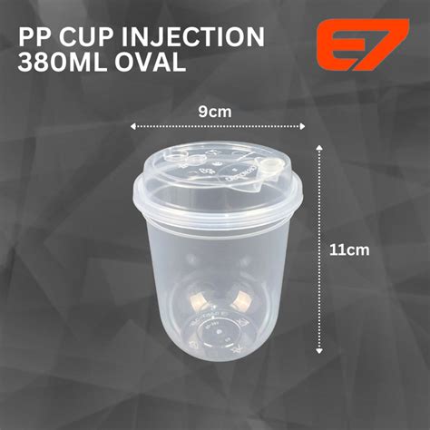 Promo Pp Cup Injection Oval 380ml Cup Lid Stopper Gelas Plastik