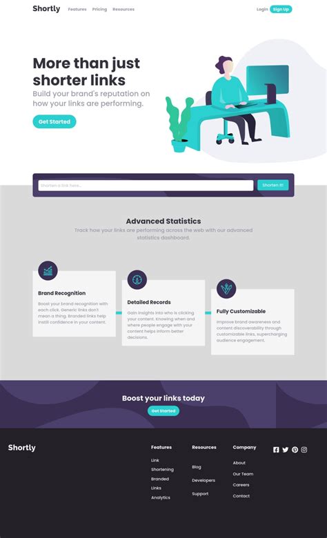 frontend mentor url shortening site with vue coding challenge solution