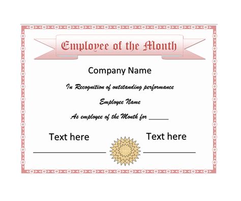 19 Best Employee Of The Month Certificate Templates Word