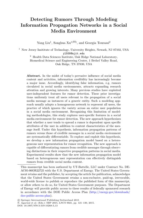 Pdf Detecting Rumors Through Modeling Information Propagation Networks In A Social Media