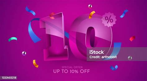 10 할인 크리에이티브 컴포지션 장식 개체와 3d 메가 판매 기호 판매 배너 및 포스터 3차원 형태에 대한 스톡 벡터 아트 및 기타 이미지 Istock