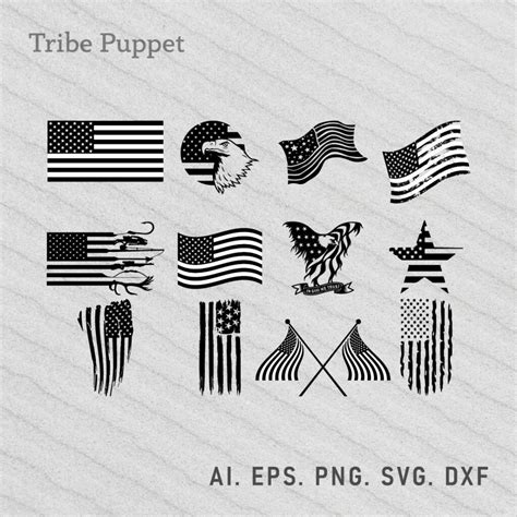 American Flag Vector Set 02 Masterbundles