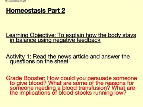 Homeostasis GCSE Biology Lesson PowerPoint EDEXCEL Teaching Resources