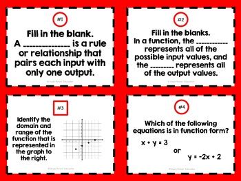 Intro To Functions Task Cards Th Grade By Kayla Renee Bright In The Middle