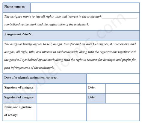 Trademark Assignment Form Editable Pdf Forms