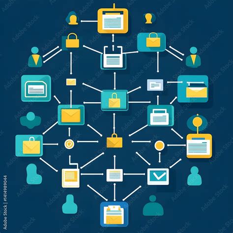 business process and workflow automation with flowchart scheme of hierarchy management of