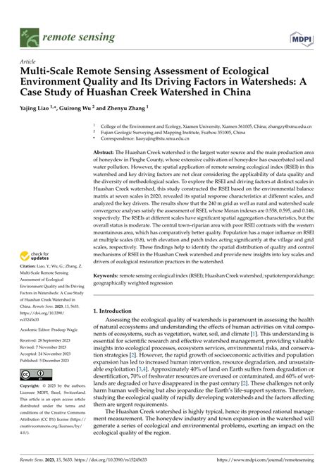 Pdf Multi Scale Remote Sensing Assessment Of Ecological Environment Quality And Its Driving