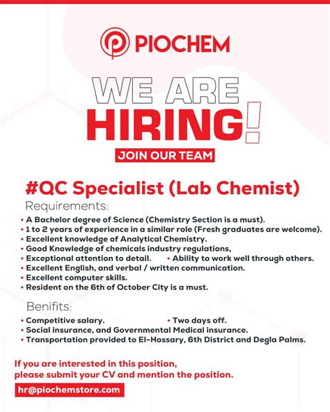 Piochem On Linkedin Piochem Laboratorychemicals Laboratories Job