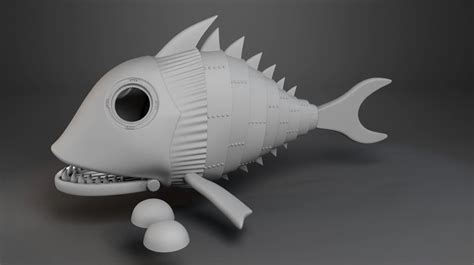 Gerry Anderson Stingray Terror Fish 8 Long 3d Printed Model With 2 Figures
