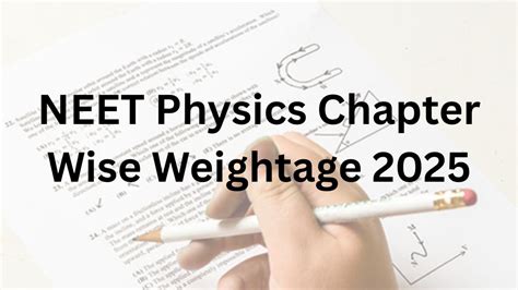 Neet Physics Chapter Wise Weightage 2025 A Comprehensive Guide