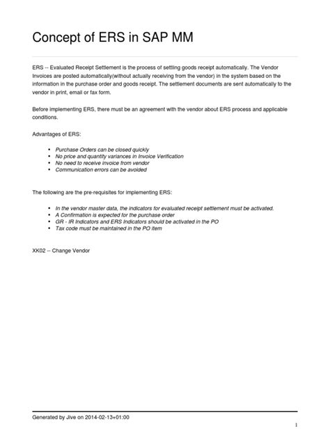 Concept Of Ers In Sap Mm Pdf Invoice Receipt
