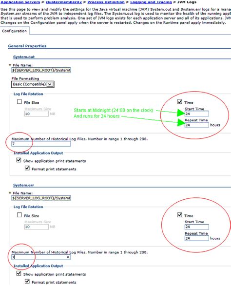 Setting Websphere Logging Options