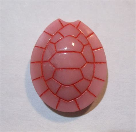 Vintage Pale Redpink Glass Turtle Shell Shaped Cabochonjewelry Componentcraft Supply