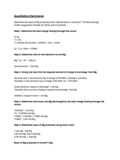 Quantitative Electrolysis Pdf