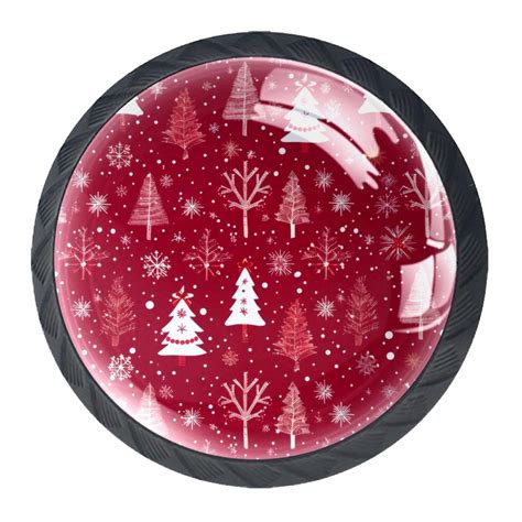 4 Pack Black Drawer Knobs Christmas Trees Cabinet Knobs Round Glass