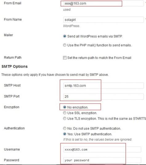 使用gmail或163发送wordpress邮件 sola博客