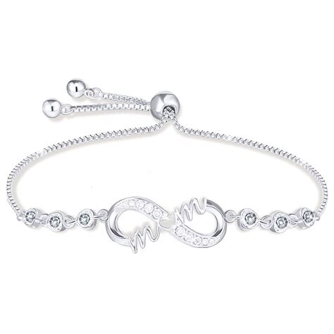 Apsvo S925 Sterling Silver Plated Infinite Love Heart Mom Bracelets For