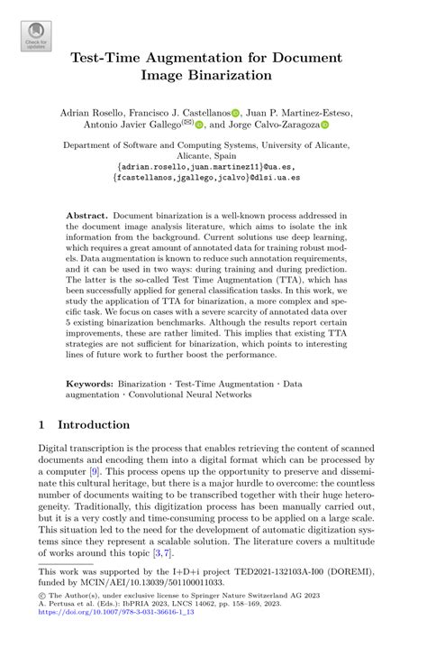 Pdf Test Time Augmentation For Document Image Binarization
