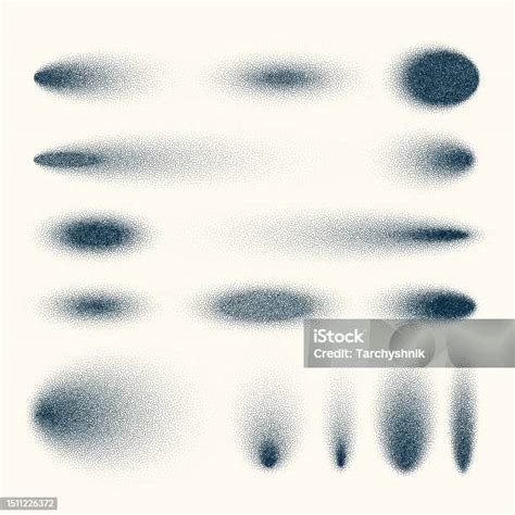 스티플 섀도우 세트 빈티지 도트 디자인 요소 페이딩 그라디언트 점각 도트 워크 그리기 점을 사용한 음영 하프 톤 붕괴 효과 백색 소음 거친 질감 벡터 그림 가리키기에 대한