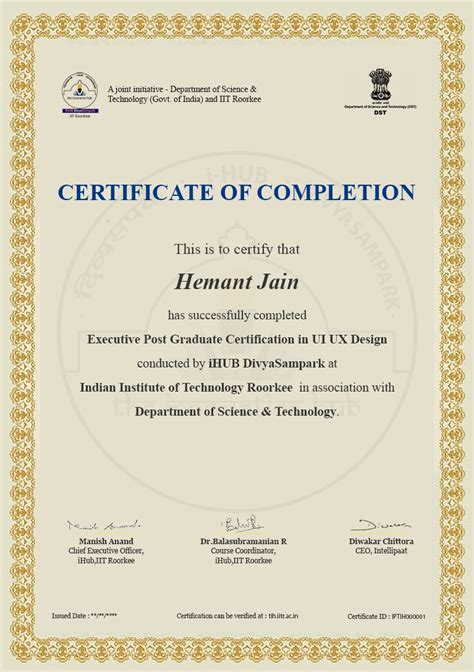Ex Post Graduate Certification In Ui Ux Design Ihub Iit Roorkee