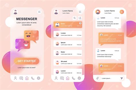 Premium Vector Messenger Glassmorphic Design Neumorphic Elements Kit For Mobile App Ui Ux Gui