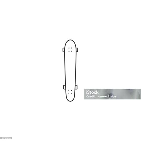격리 된 흰색 배경에 최소한의 디자인에 롱 보드 얇은 라인 아이콘 긴 보드 벡터 윤곽선 기호 기호 엠블럼 요소 개체 픽토그램 내리막 스케이트 보드 선형 그림 0명에 대한