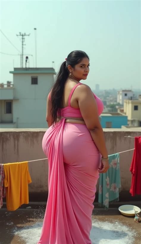 Very Tall Hot South Indian White Plus Size Girl With Long Tied Hair