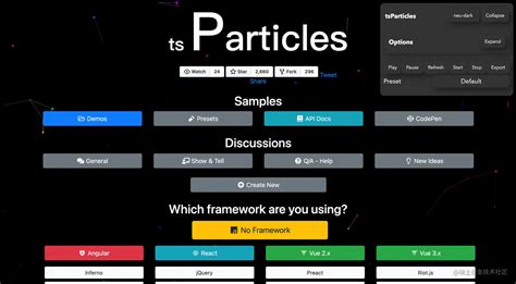 粒子动态背景 在vue3中使用vueparticles在公司某项目登录界面见到粒子动画背景，也想将这个动画效果用在自己 掘金