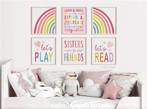 Rainbow Sisters Art Prints Playroom Decor Digital Download Etsy