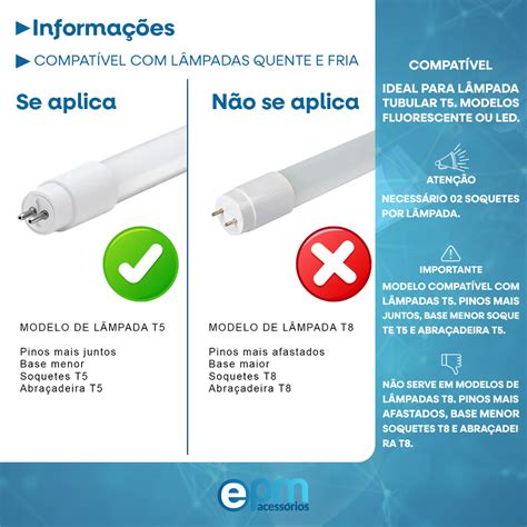 Soquete Para Lâmpada Tubular T5 G5 Fluorescente Led Com Rabicho Com Inmetro