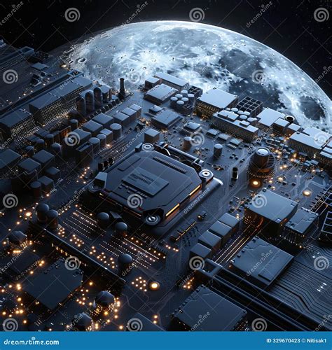 Graphic Of 3d Model Of Advanced Scientific Data On The Lunar Surface Stock Illustration